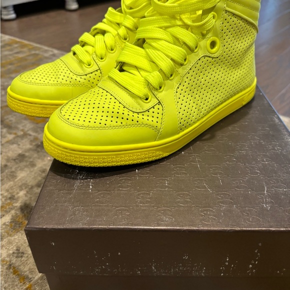 Gucci | Shoes | Gucci Neon Yellow Hightop Sneakers | Poshmark